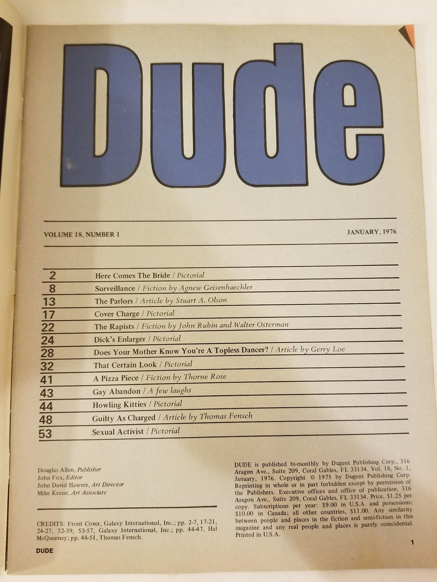 Dude January 1976 - Vintage Adult Magazine – Discreet Retail
