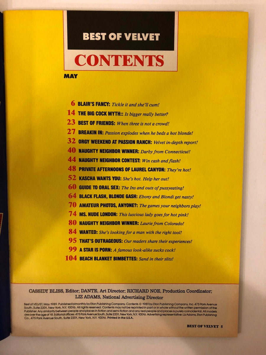 The Best Of Velvet May 1989 - Adult Magazine – Discreet Retail